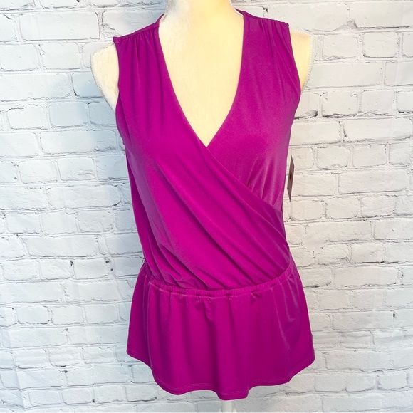 Ellen Tracy | Tops | Nwt Ellen Tracy Fuschia Surplice Peplum Sleeveless ...